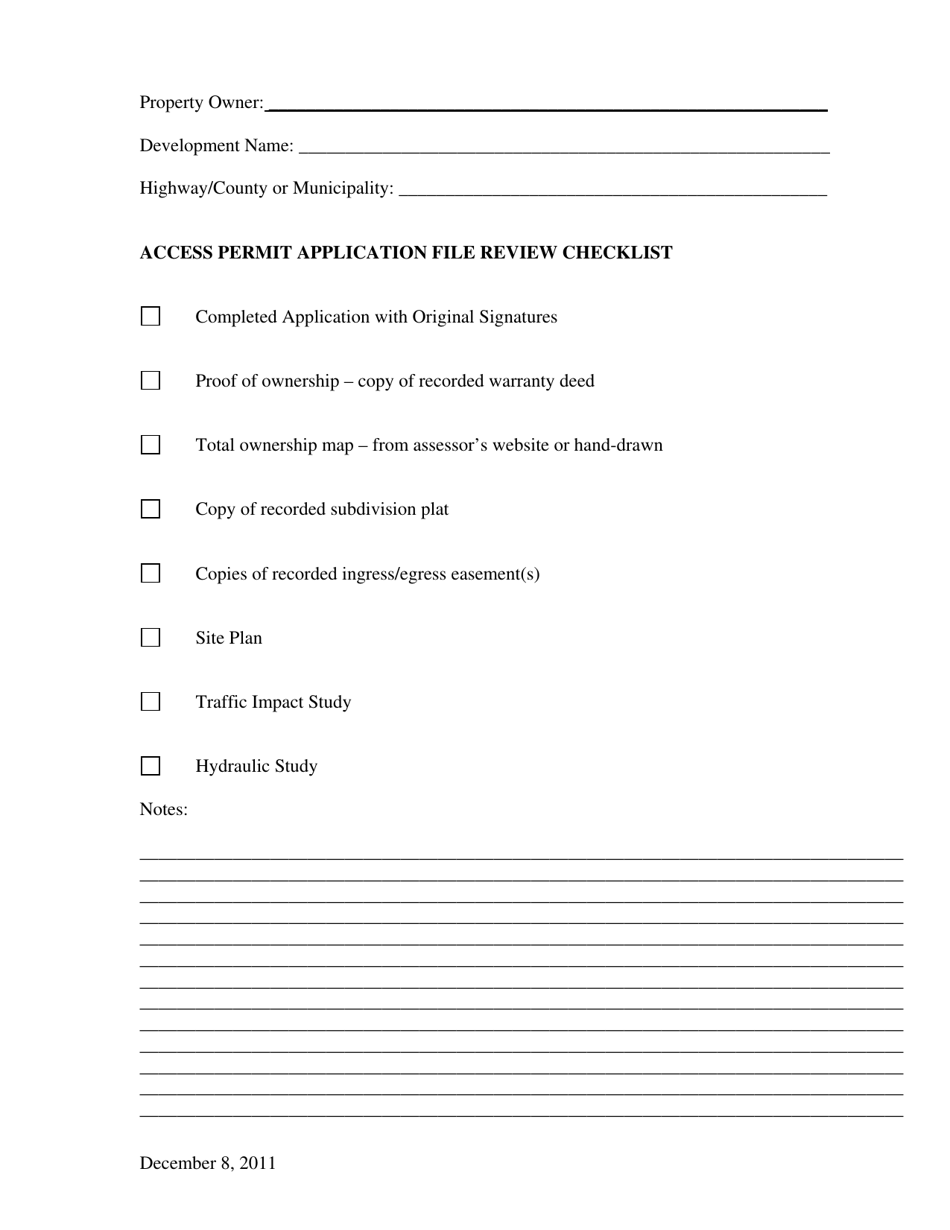 Colorado Access Permit Application File Review Checklist - Fill Out ...