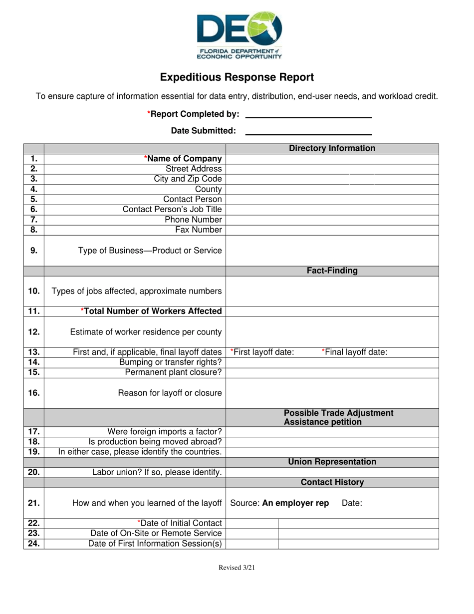 Florida Expeditious Response Report - Fill Out, Sign Online and ...
