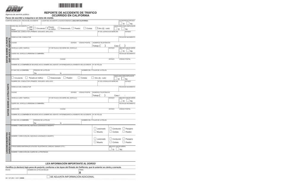 Formulario SR1SP - Fill Out, Sign Online and Download Fillable PDF ...