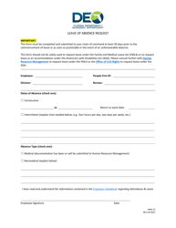 Absence Request Form - Diamond Healthcare Staffing Download Printable ...
