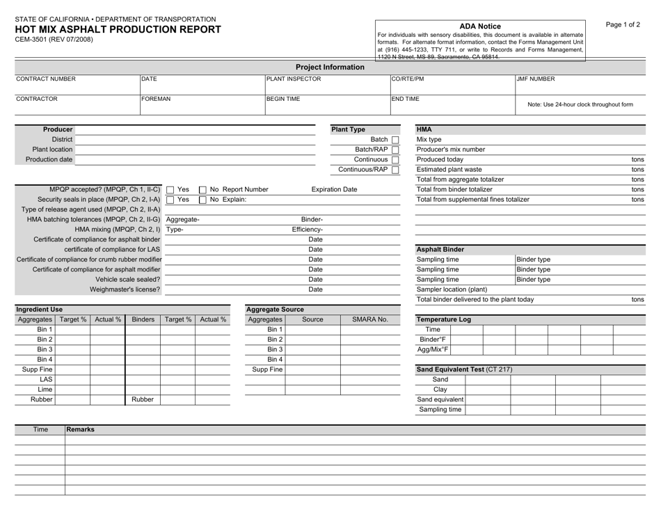 Form CEM-3501 - Fill Out, Sign Online and Download Fillable PDF ...