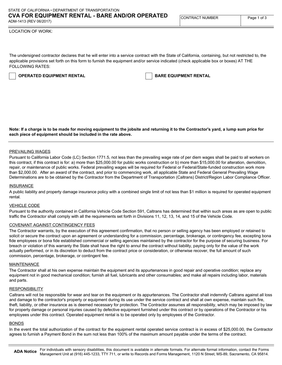 Form ADM-1413 - Fill Out, Sign Online and Download Fillable PDF ...