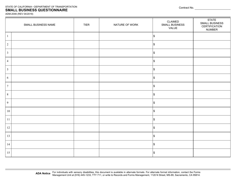 Form ADM-2046 - Fill Out, Sign Online and Download Fillable PDF ...