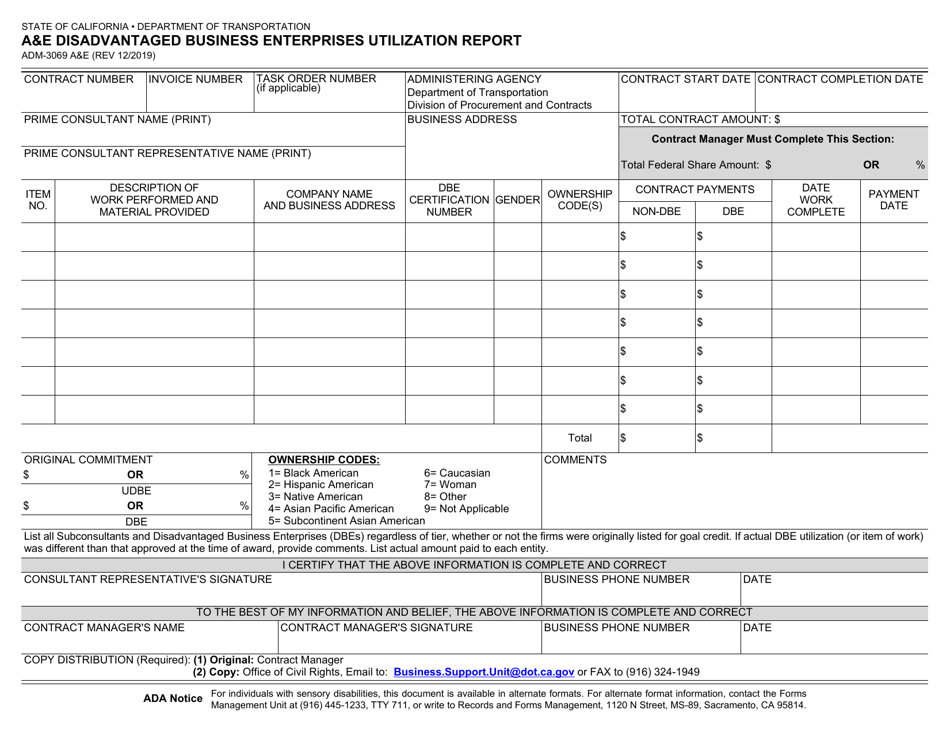 Form ADM-3069 A&E - Fill Out, Sign Online and Download Fillable PDF ...