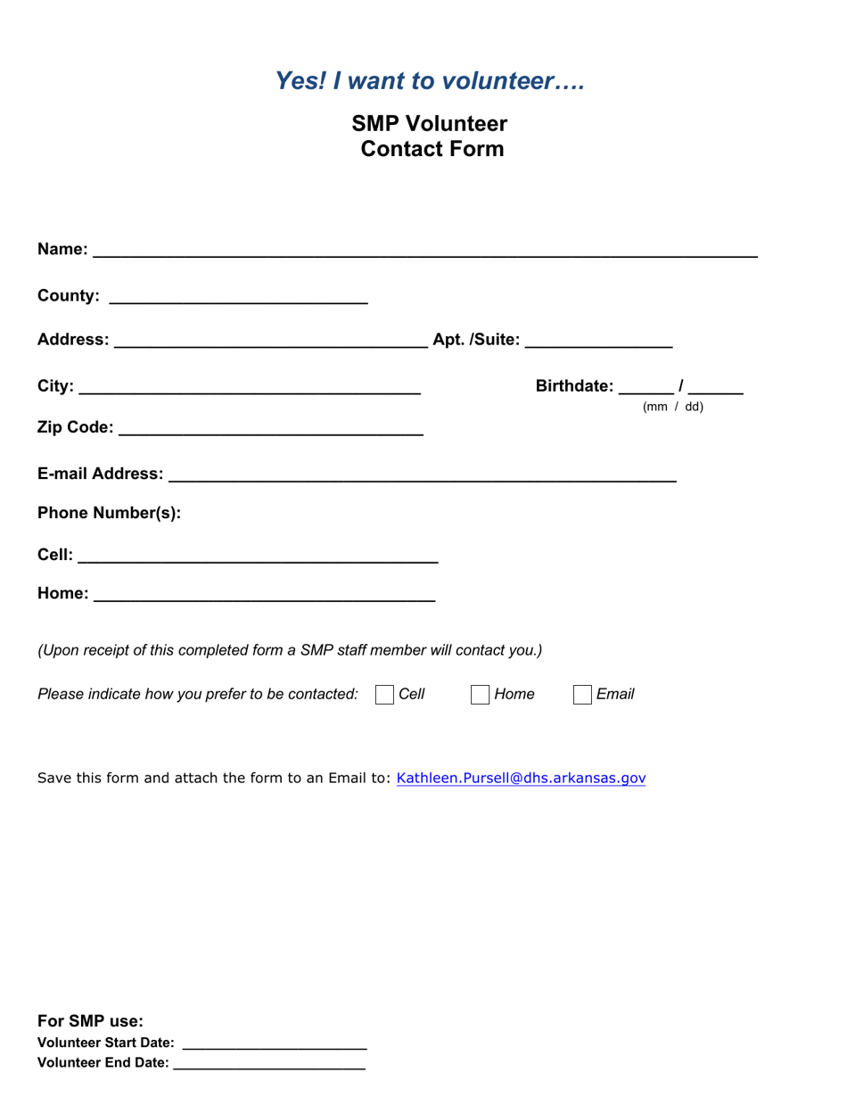 Arkansas SMP Volunteer Contact Form - Fill Out, Sign Online and ...
