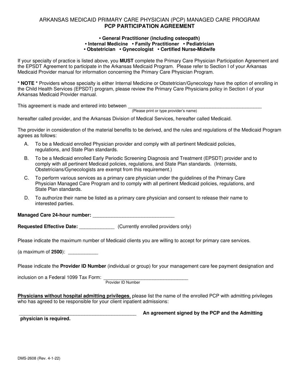Form DMS-2608 - Fill Out, Sign Online and Download Fillable PDF ...