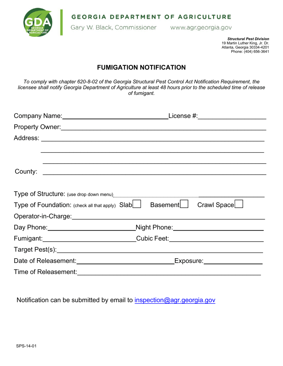 Form SPS-14-01 - Fill Out, Sign Online and Download Fillable PDF ...