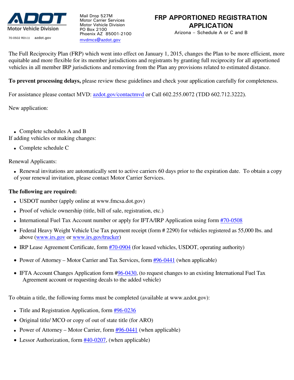 Form 70-0502 - Fill Out, Sign Online and Download Fillable PDF, Arizona ...