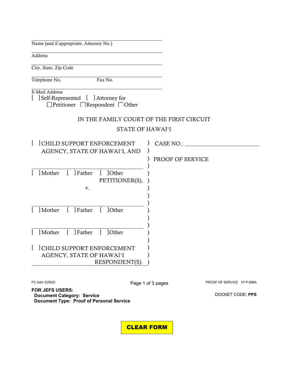 Form 1F-P-998A - Fill Out, Sign Online and Download Fillable PDF ...