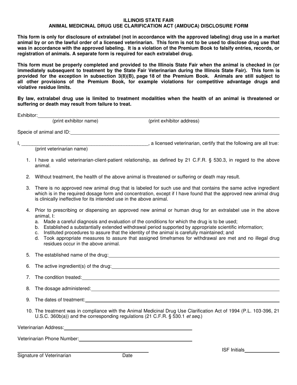 Illinois Animal Medicinal Drug Use Clarification Act (Amduca ...
