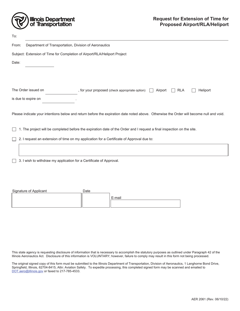 Form AER2061 Download Fillable PDF or Fill Online Request for Extension ...