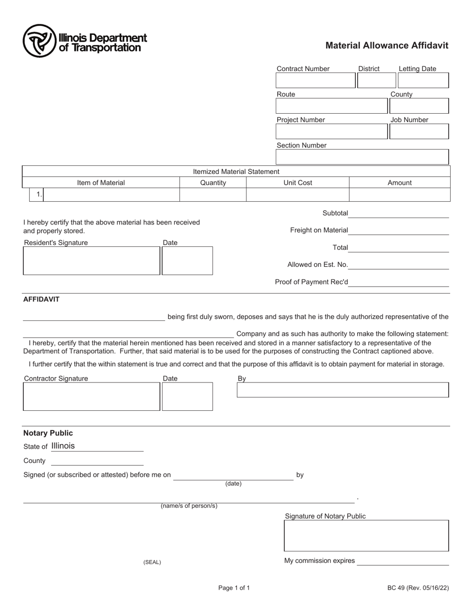 Form BC49 - Fill Out, Sign Online and Download Fillable PDF, Illinois ...