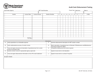 Form BIC MFT4002 Download Fillable PDF or Fill Online Audit Cash ...
