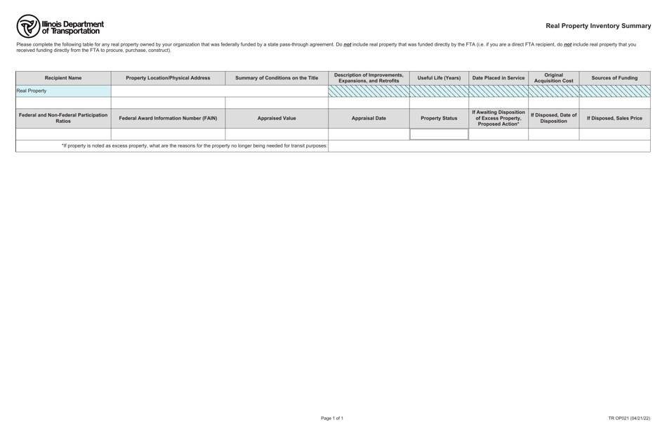 Form TR OP021 - Fill Out, Sign Online and Download Fillable PDF ...