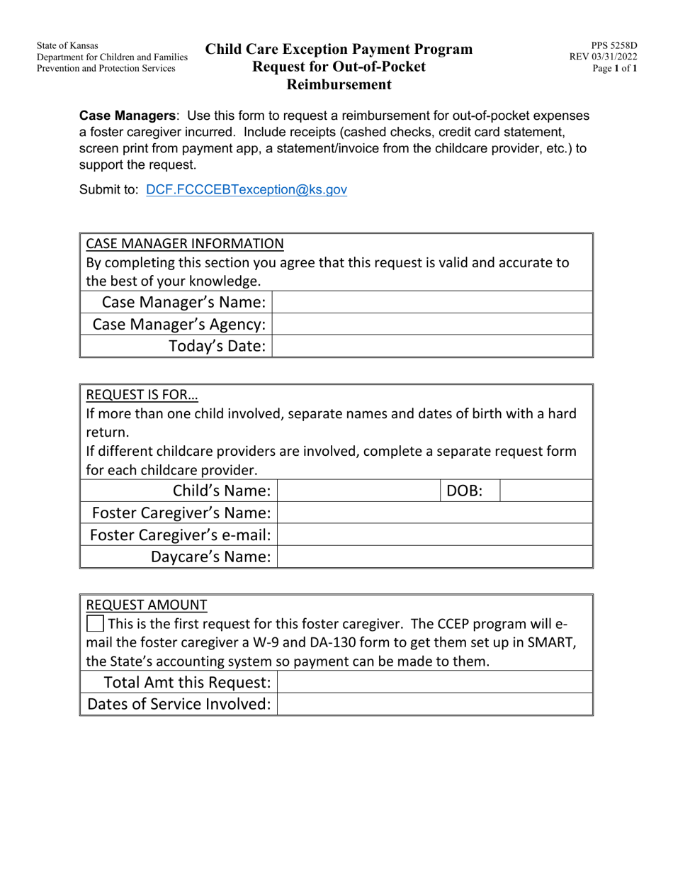 Form PPS5258D - Fill Out, Sign Online and Download Printable PDF, Kansas | Templateroller