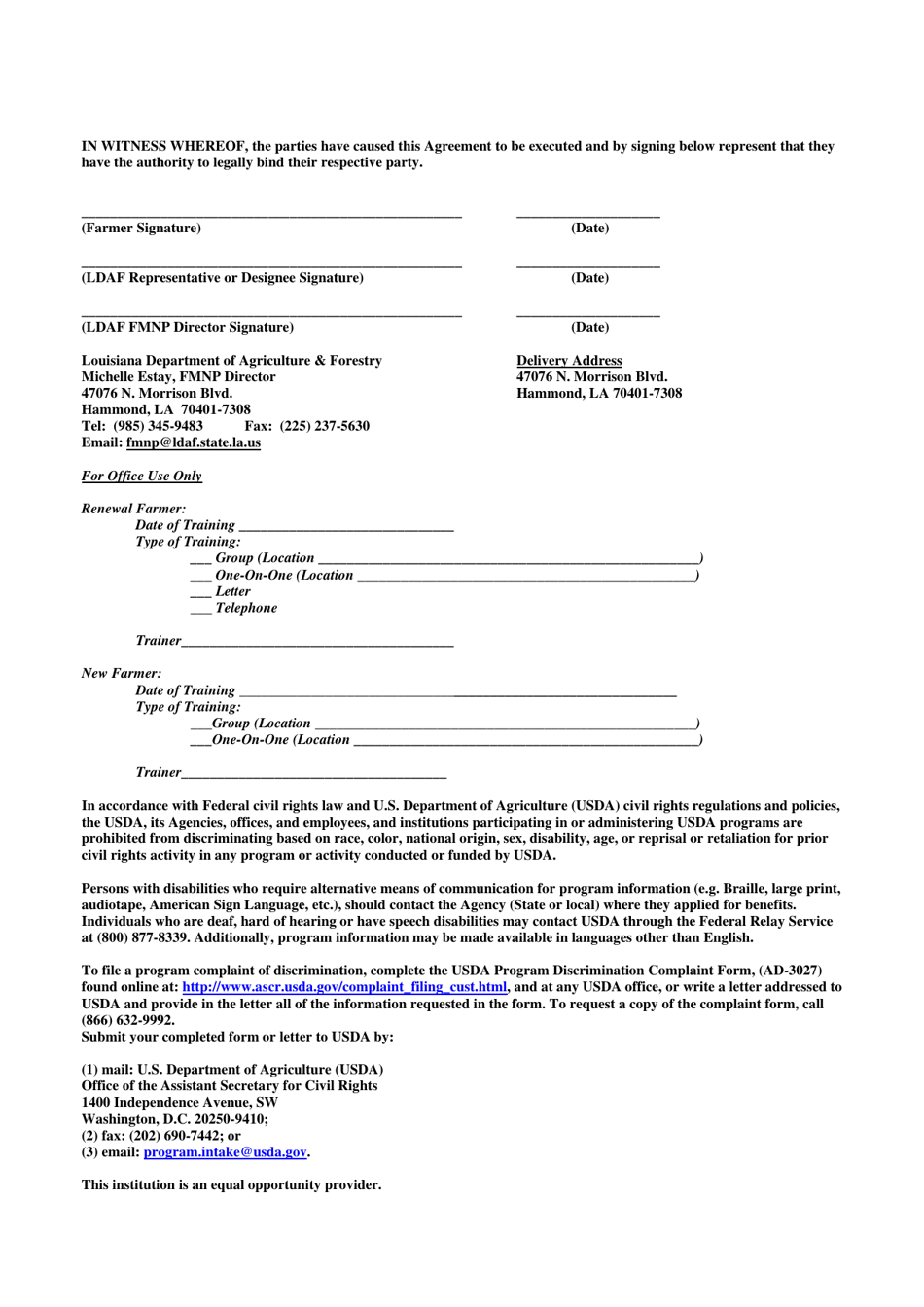 2022 Louisiana Farmer Participation Agreement - Louisiana Farmers ... 2022 Louisiana Farmer Participation Agreement - Louisiana Farmers ...
