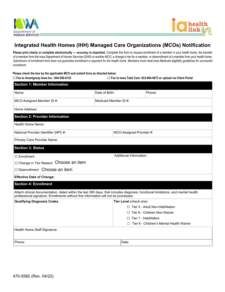 Form 470-5582 - Fill Out, Sign Online and Download Fillable PDF, Iowa ...