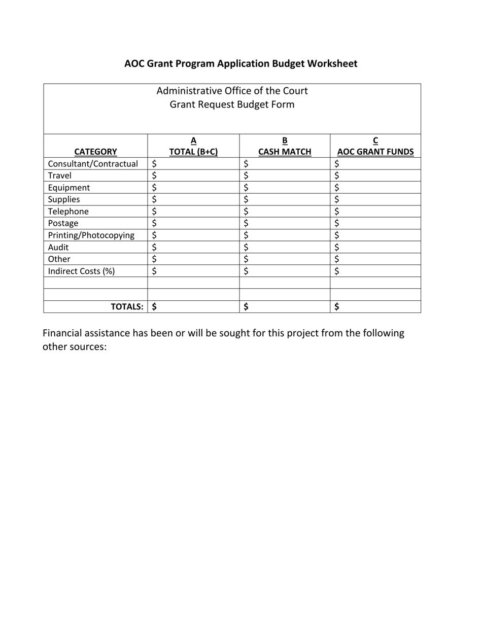 Nevada Aoc Grant Program Application Budget Worksheet - Fill Out, Sign ...