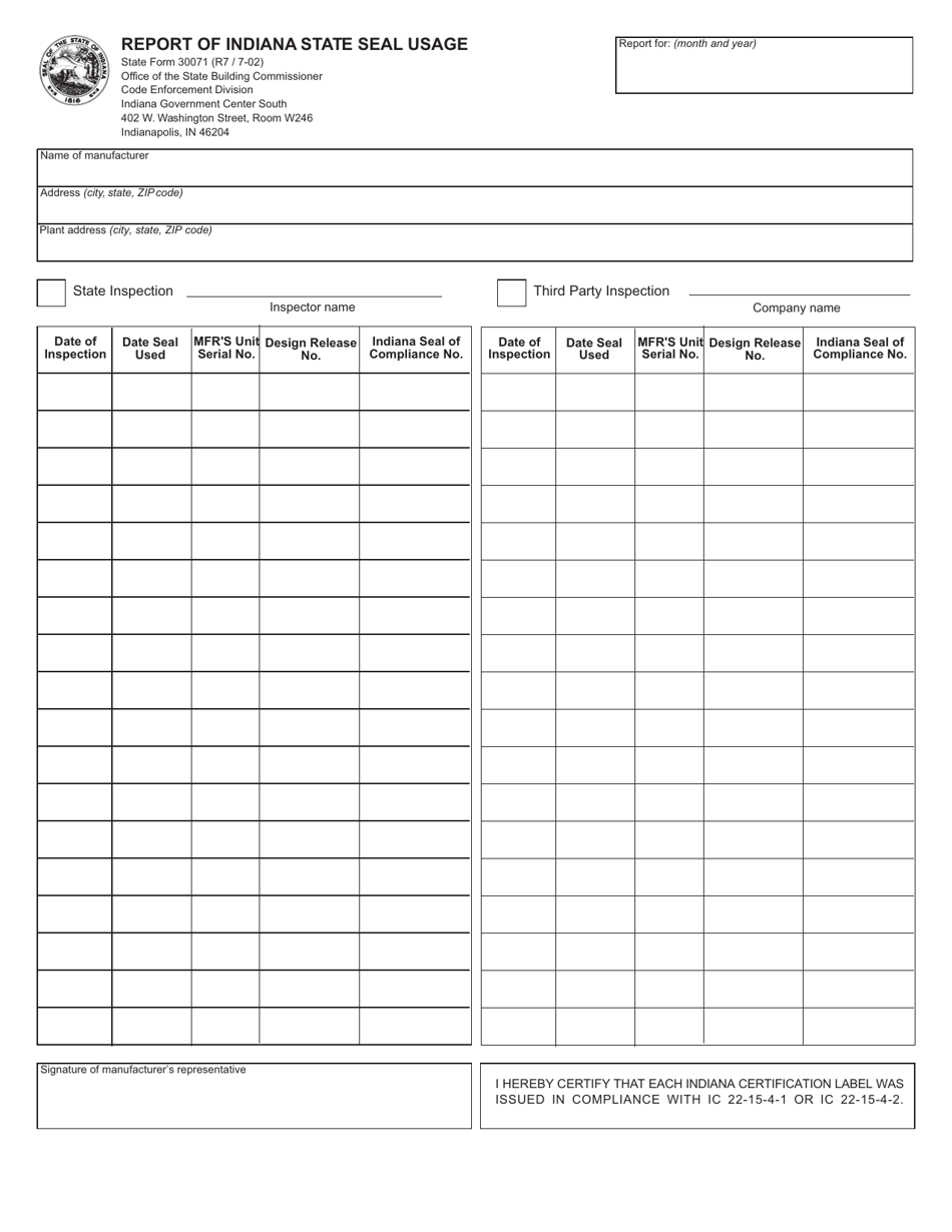 State Form 30071 - Fill Out, Sign Online and Download Printable PDF ...