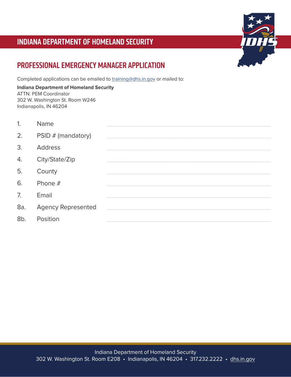 Indiana Professional Emergency Manager Application - Fill Out, Sign ...