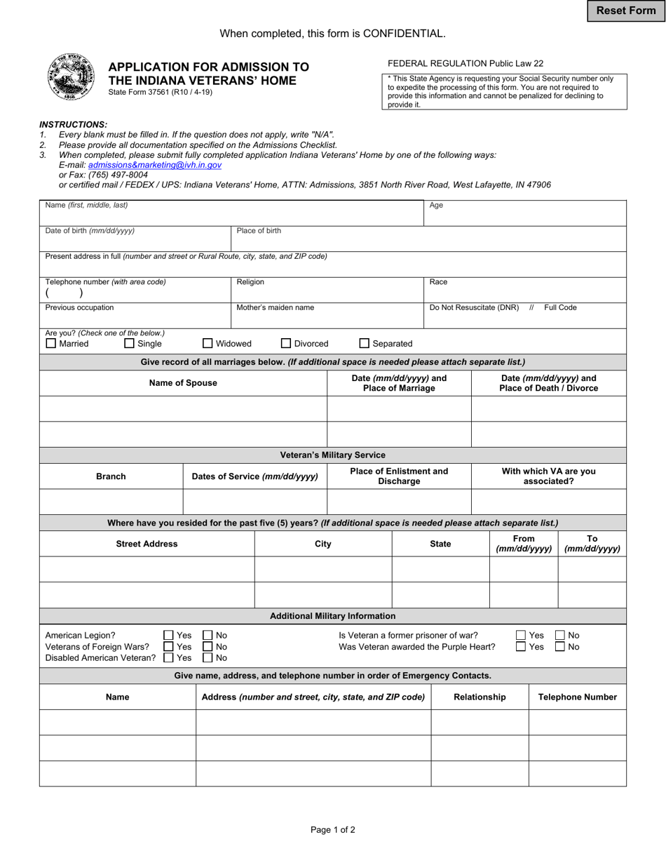 State Form 37561 - Fill Out, Sign Online and Download Fillable PDF ...