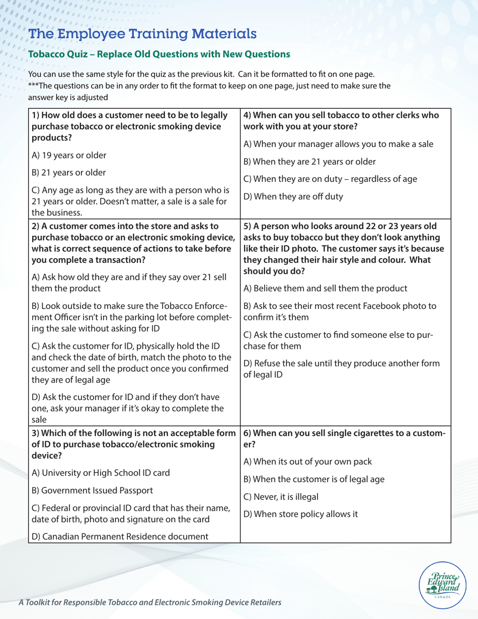 Prince Edward Island Canada A Toolkit for Responsible Tobacco and ...