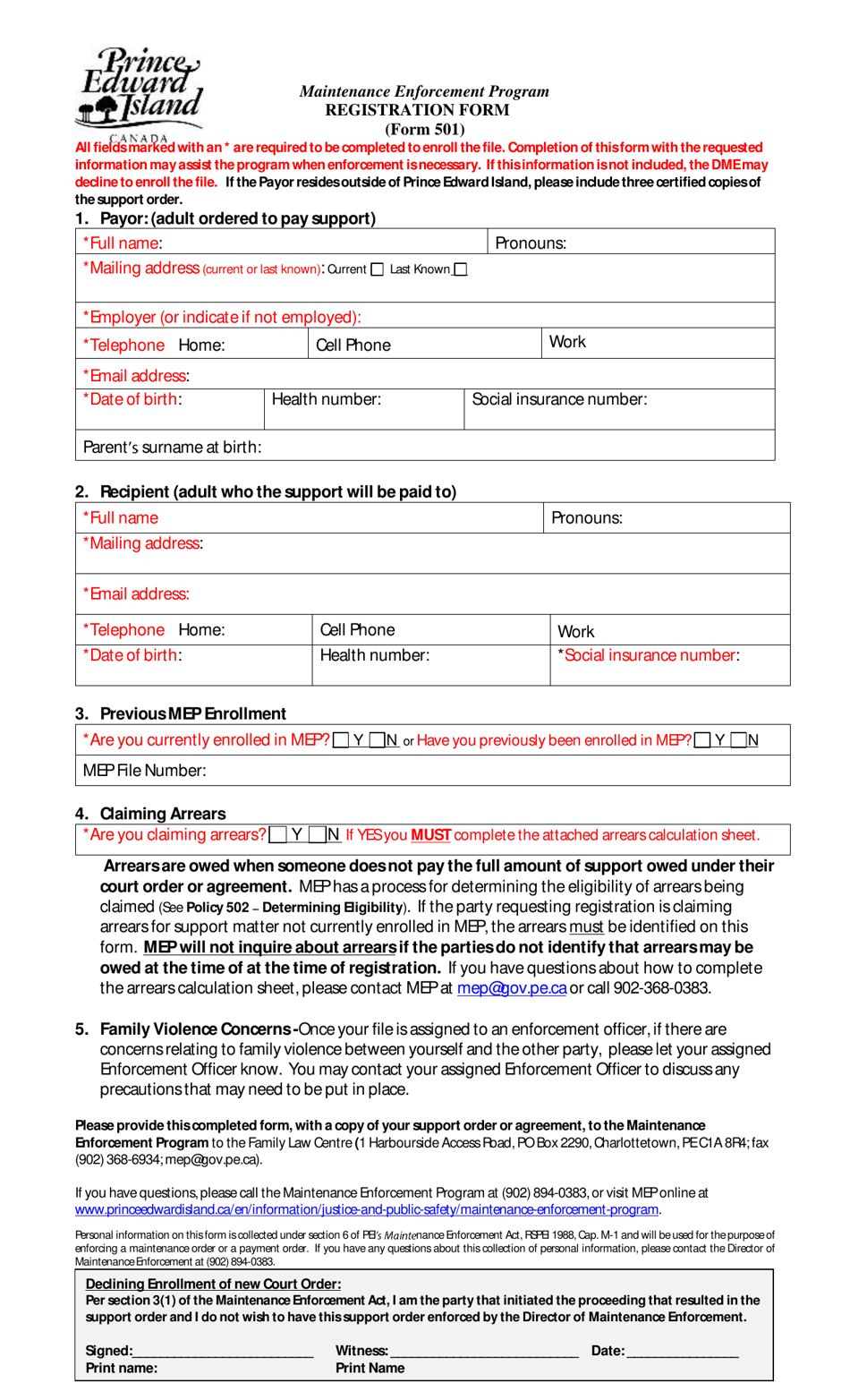 Form 501 - Fill Out, Sign Online and Download Fillable PDF, Prince ...