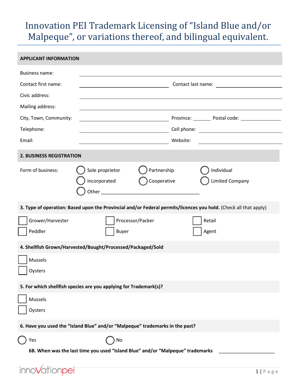 Prince Edward Island Canada Innovation Pei Trademark Licensing of ...