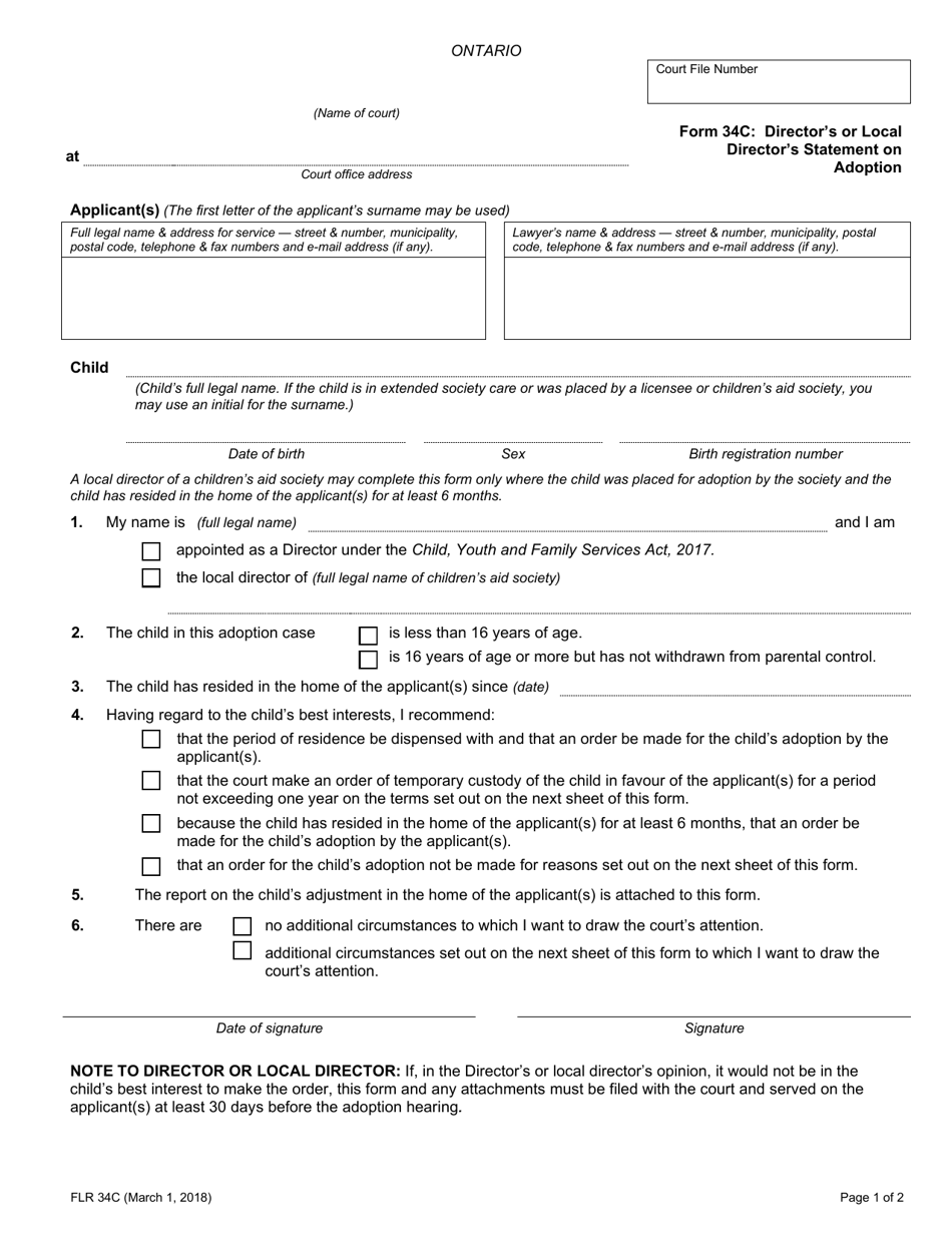 Form 34C - Fill Out, Sign Online and Download Fillable PDF, Ontario ...