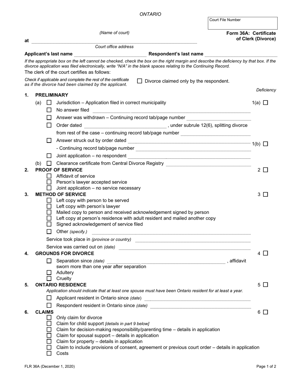 Form 36A - Fill Out, Sign Online and Download Fillable PDF, Ontario ...