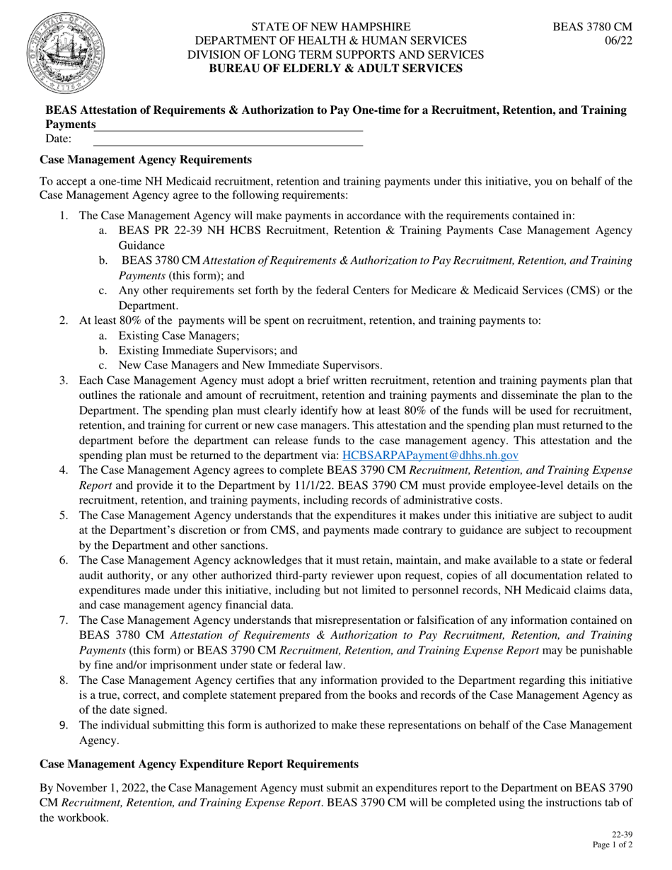Form BEAS3780 - Fill Out, Sign Online and Download Printable PDF, New ...