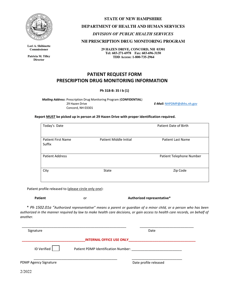 New Hampshire Patient Request Form - Prescription Drug Monitoring ...