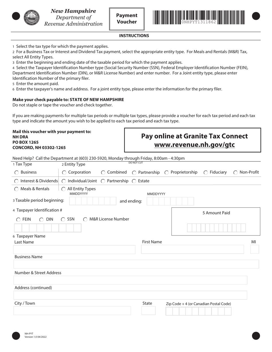 Form NH-PYT Download Fillable PDF or Fill Online Payment Voucher, New ...