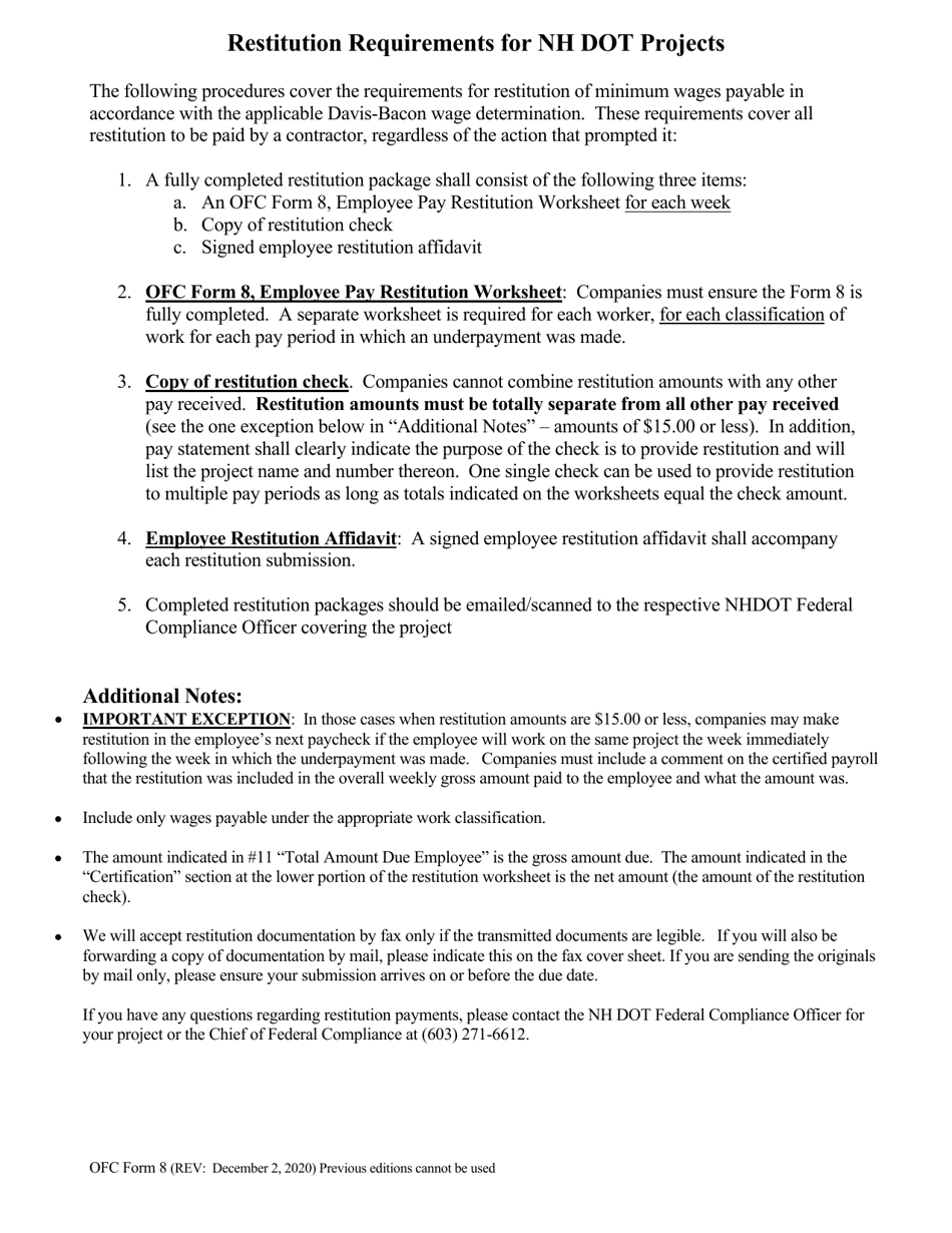 OFC Form 8 - Fill Out, Sign Online and Download Printable PDF, New ...