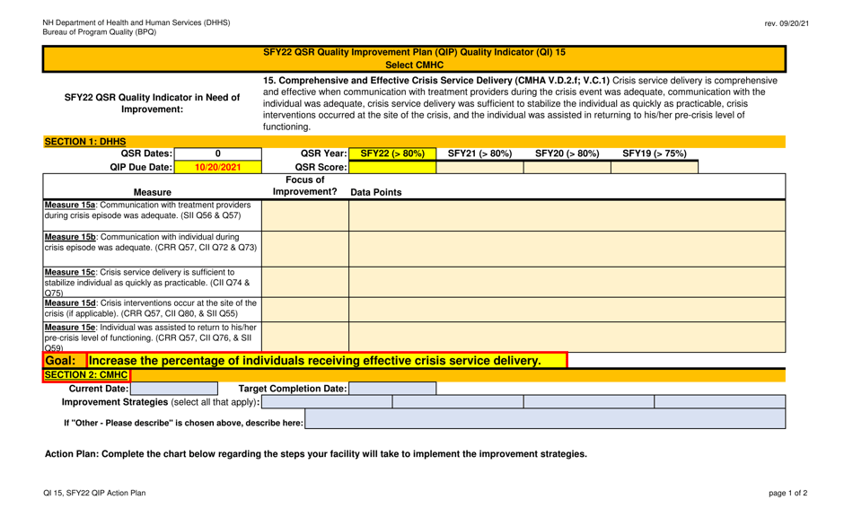 2022 New Hampshire Qsr Quality Improvement Plan (Qip) Progress Report ...