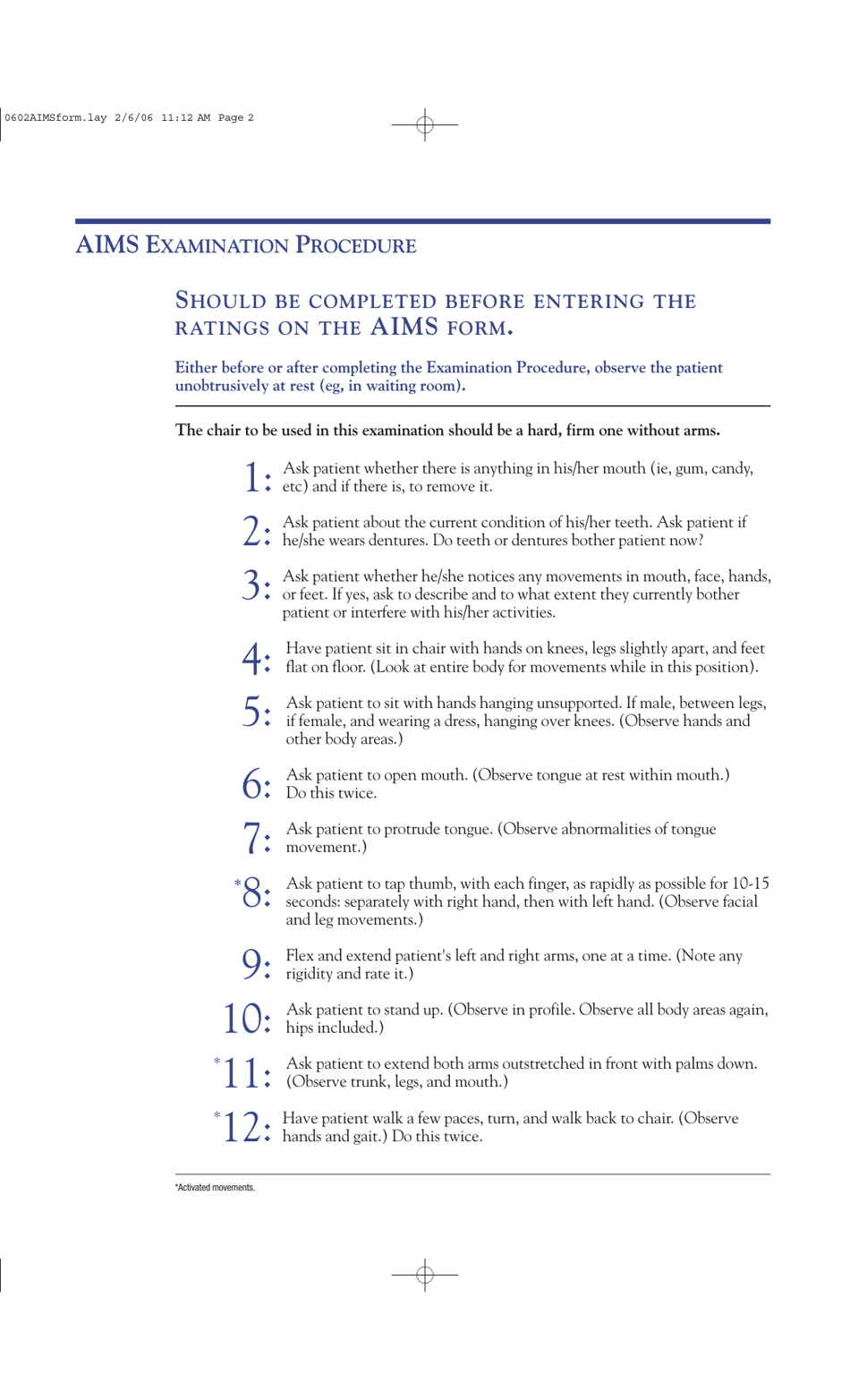 New Hampshire Abnormal Involuntary Movement Scale (Aims) Exam - Fill ...