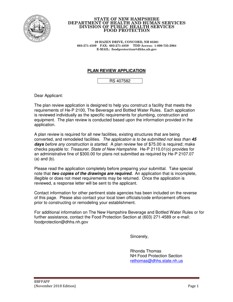 New Hampshire Beverage and Bottled Water Floor Plan Application - Fill ...