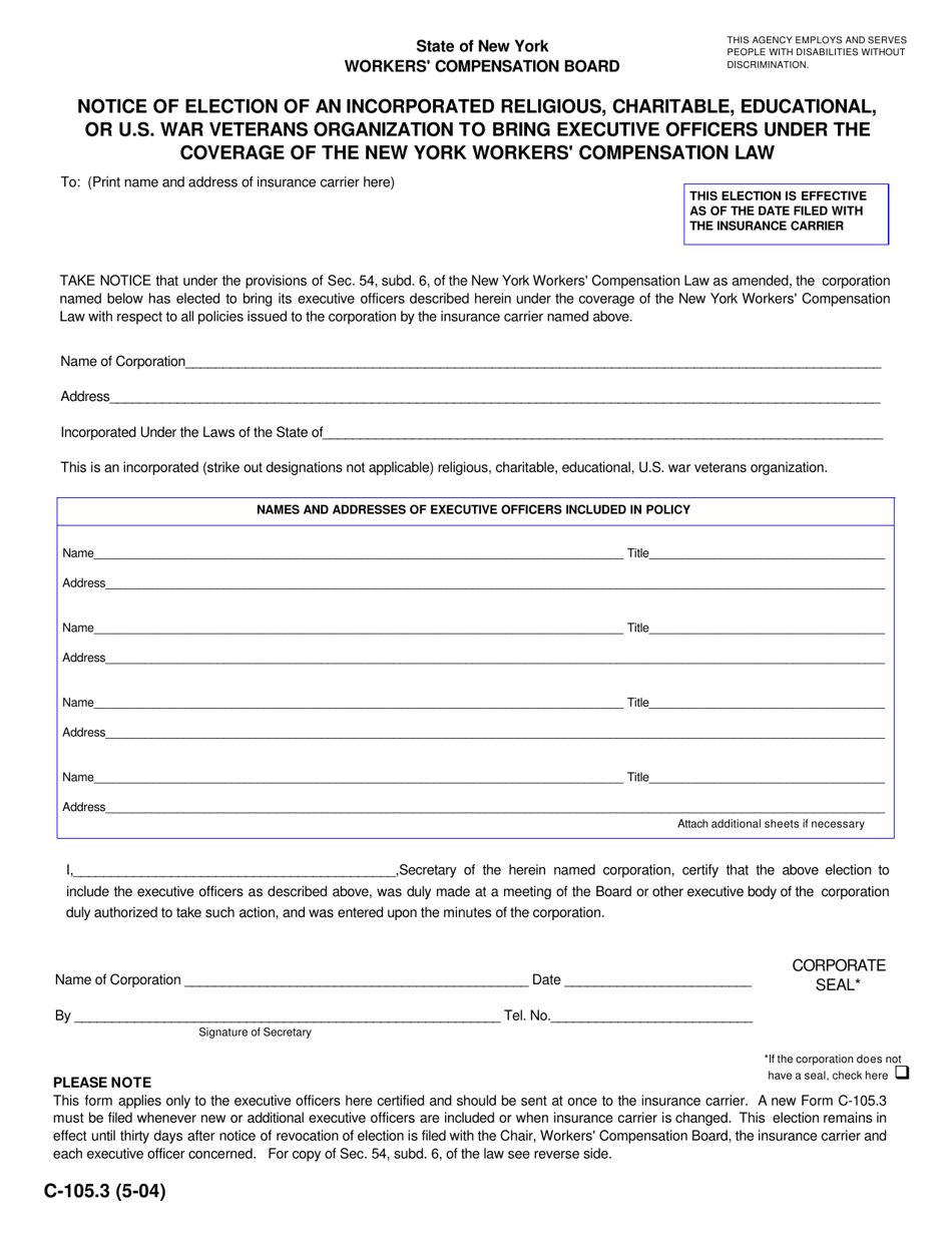 Form C-105.3 - Fill Out, Sign Online and Download Fillable PDF, New ...