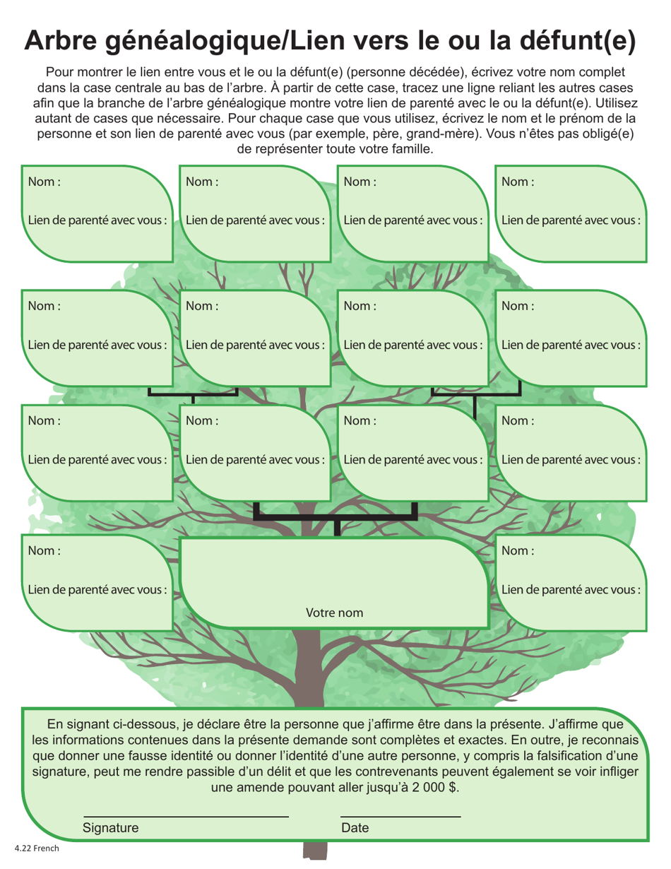 New York City Family Tree/Link to Decedent (French) - Fill Out, Sign ...