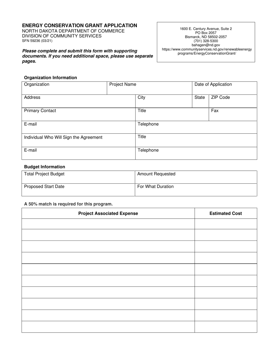 Form SFN59236 - Fill Out, Sign Online and Download Fillable PDF, North ...