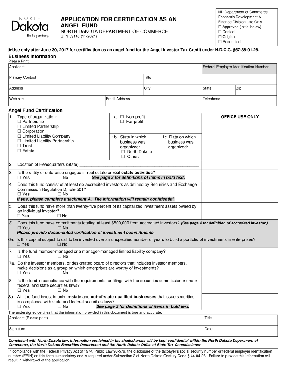 Form SFN59140 - Fill Out, Sign Online and Download Fillable PDF, North ...