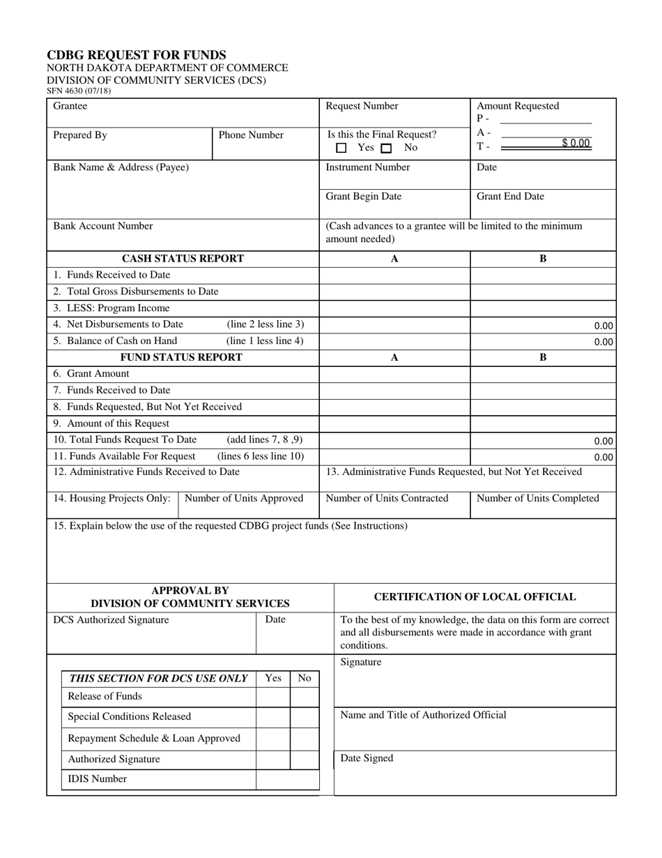 Form SFN4630 - Fill Out, Sign Online and Download Fillable PDF, North ...