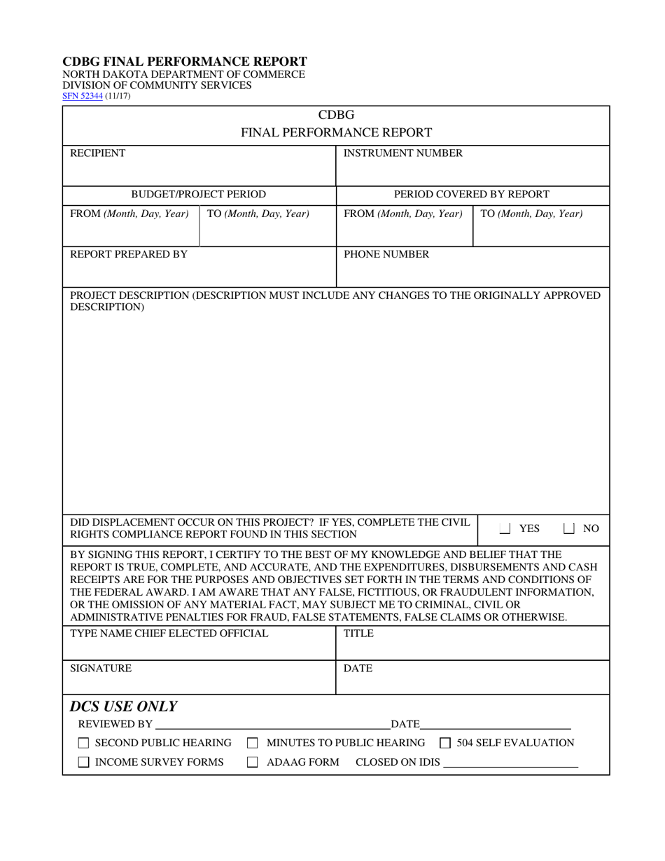 Form SFN52344 - Fill Out, Sign Online and Download Fillable PDF, North ...