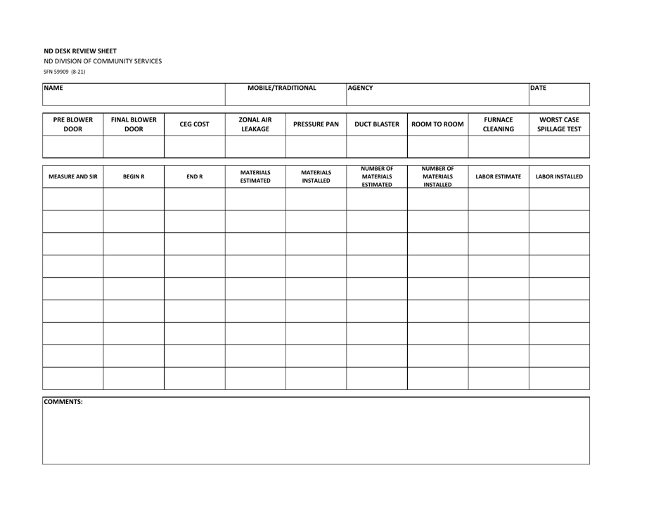 Form SFN59909 - Fill Out, Sign Online and Download Fillable PDF, North ...