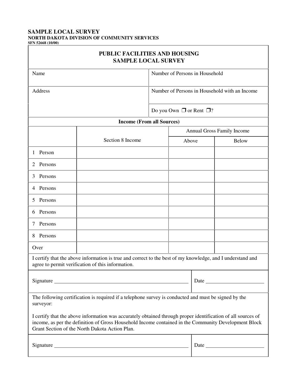 Form SFN52668 - Fill Out, Sign Online and Download Printable PDF, North ...