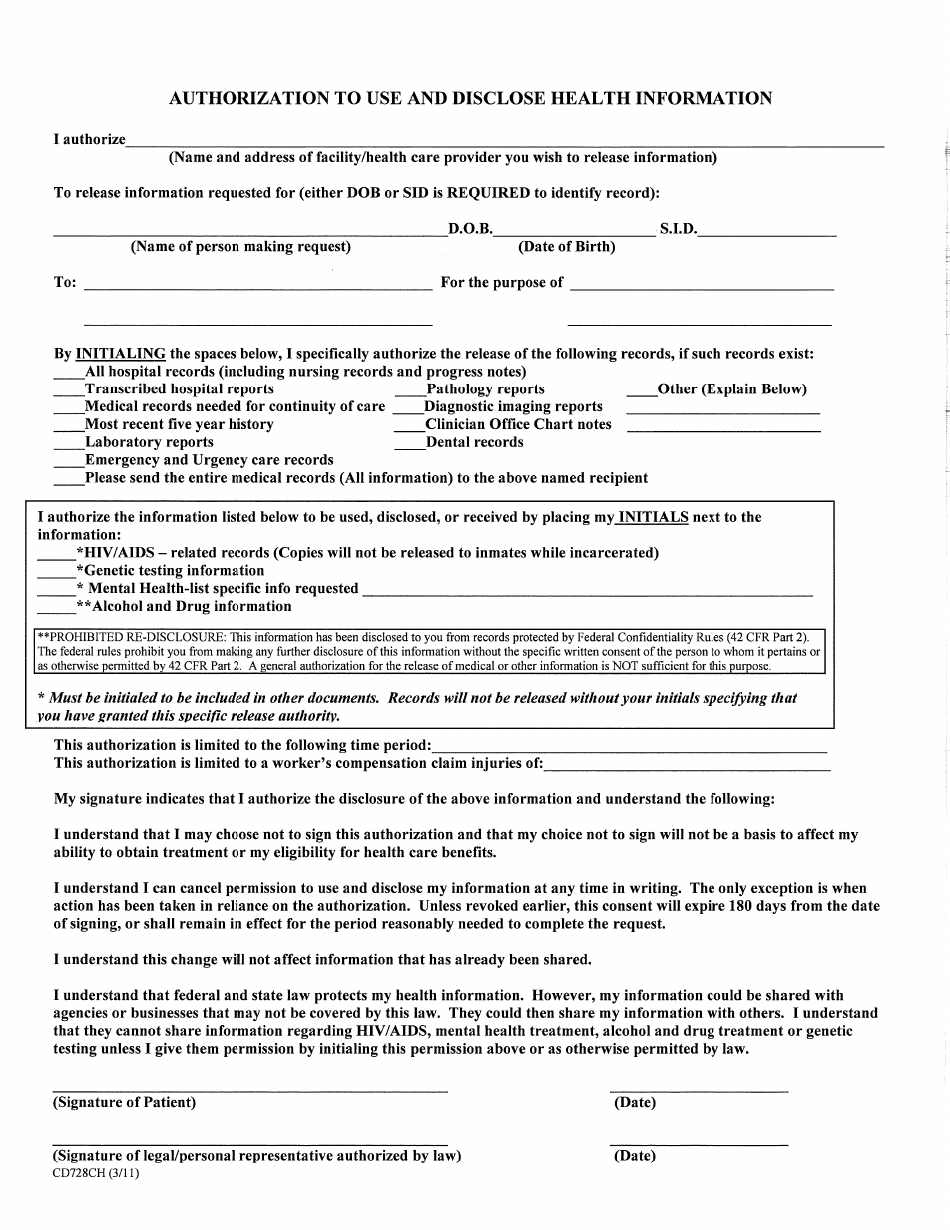 Form CD728CH - Fill Out, Sign Online and Download Printable PDF, Oregon ...