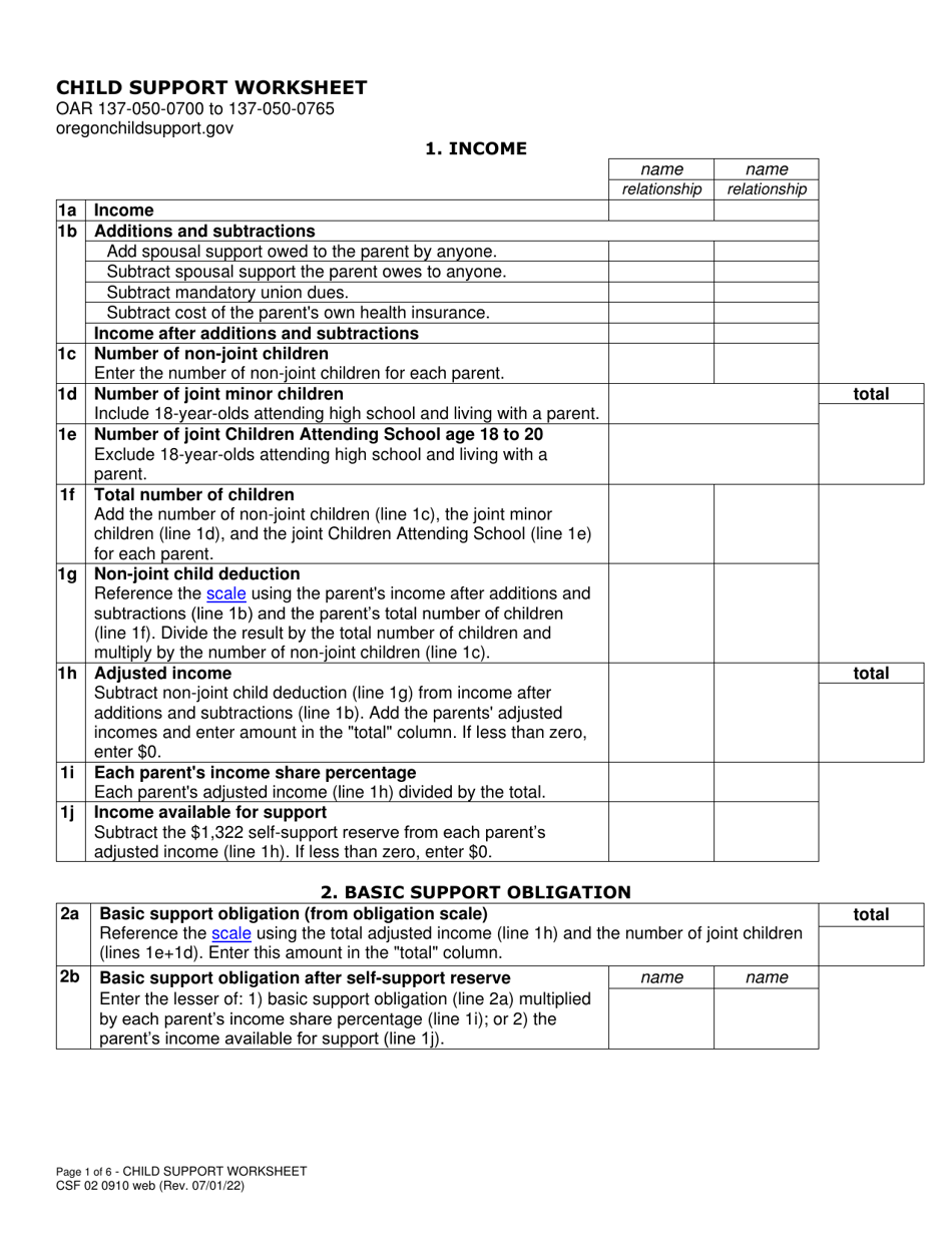 Form CSF02 0910 Download Printable PDF or Fill Online Child Support ...