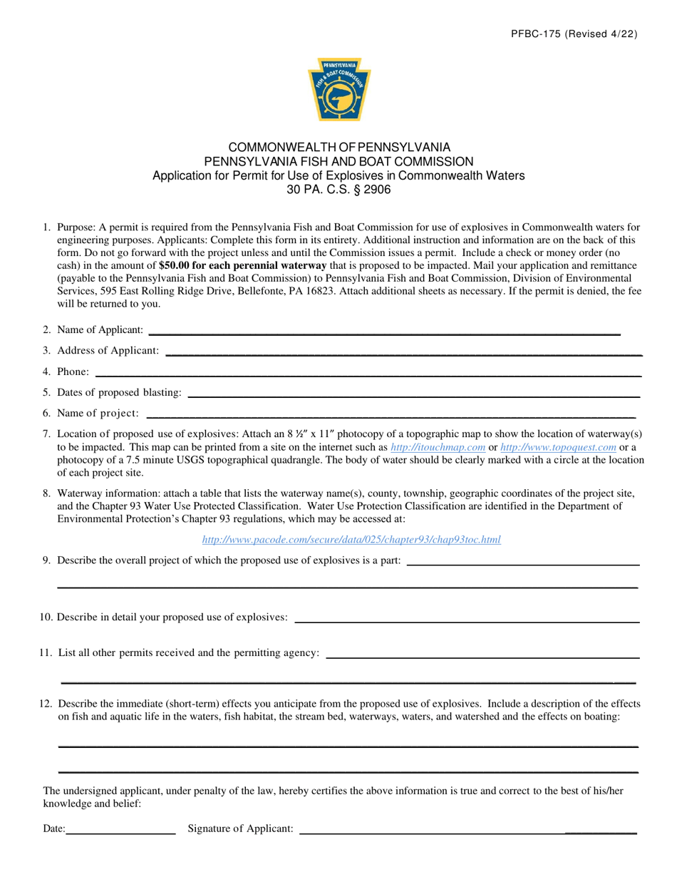 Form PFBC-175 - Fill Out, Sign Online and Download Printable PDF ...