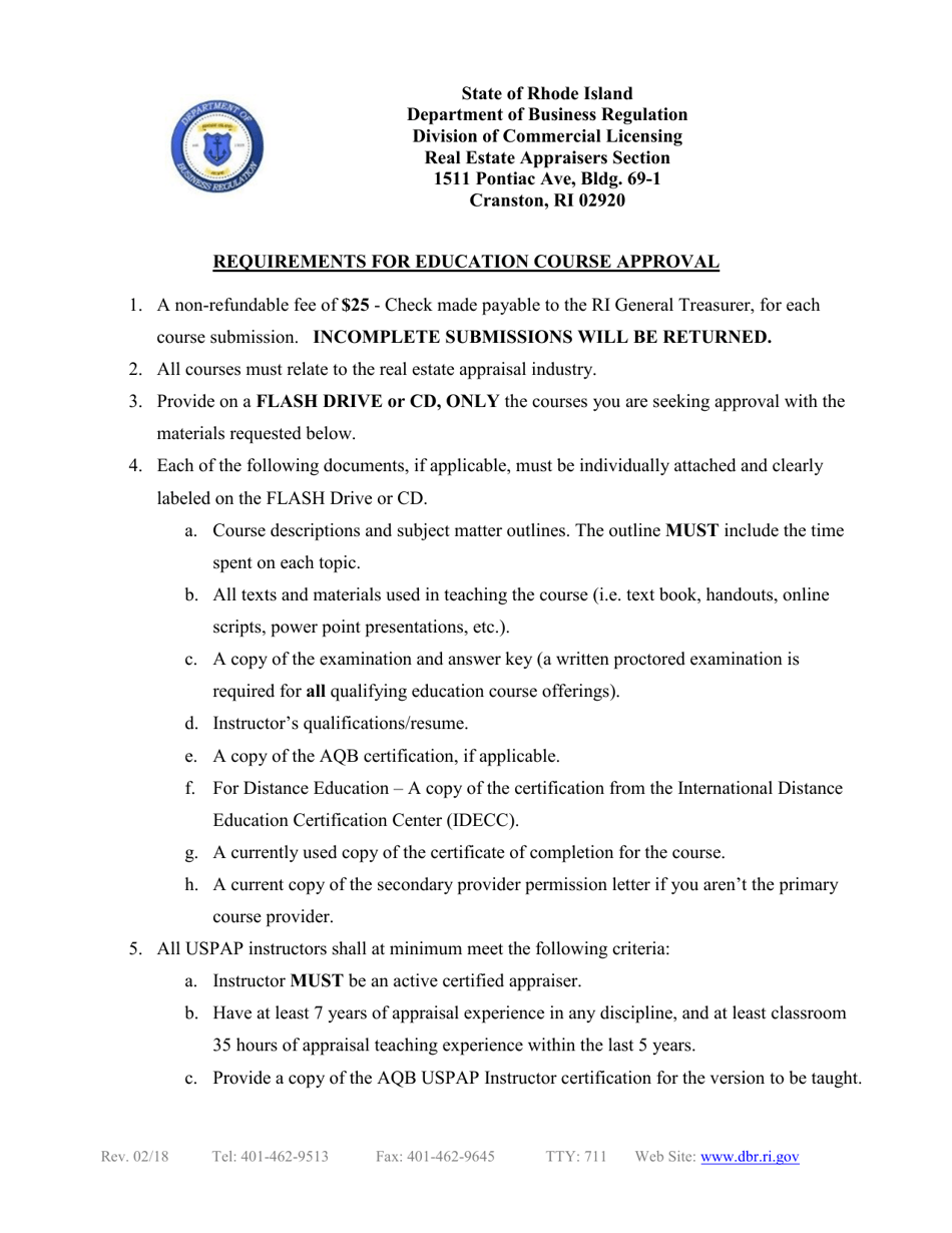 Rhode Island Education Course Approval Application - Fill Out, Sign Online and Download PDF ...