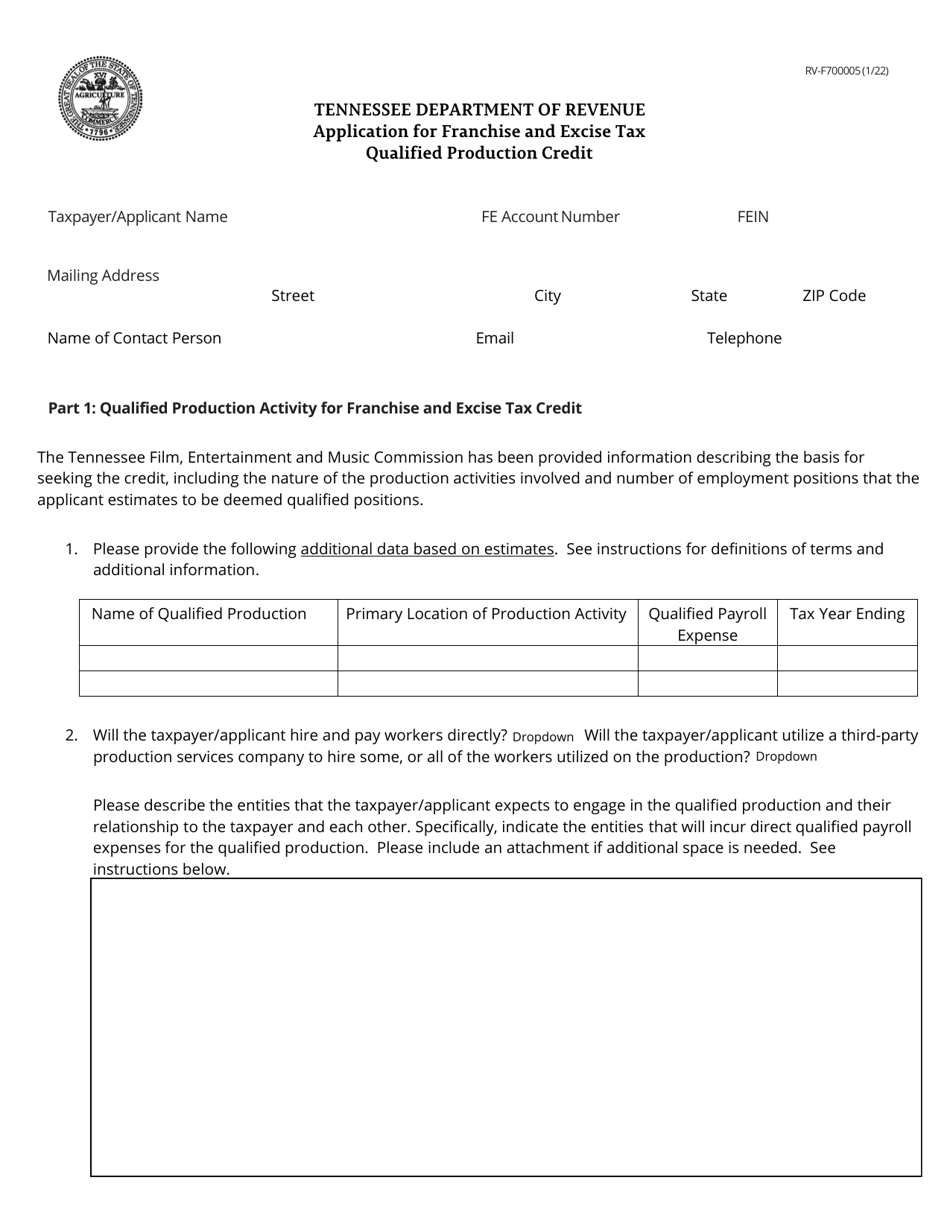 Form RV-F700005 - Fill Out, Sign Online and Download Fillable PDF ...